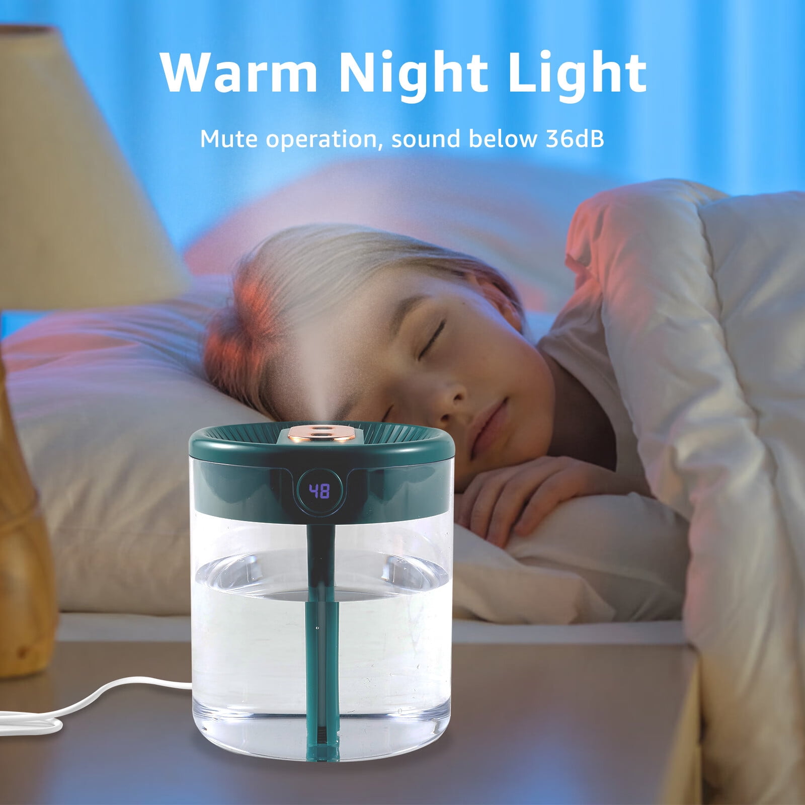 Humidifier for Bedroom Cool Mist Humidifier with 2 Nozzles 3 Mist Modes ...