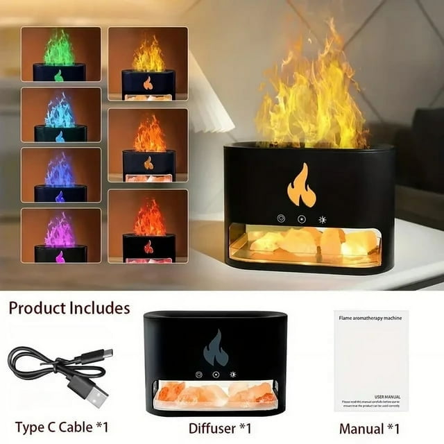 Humidifier Salt Rock Fire Lamp Volcano Air Humidifier Flame Smell ...