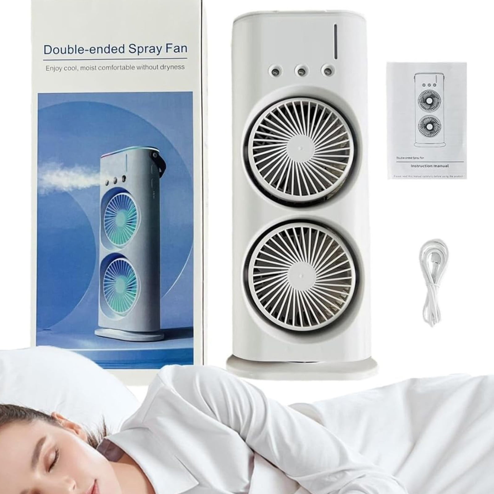 Humidifier, Evaporative Air Cooler Double Ended Spray Fan Personal Air ...