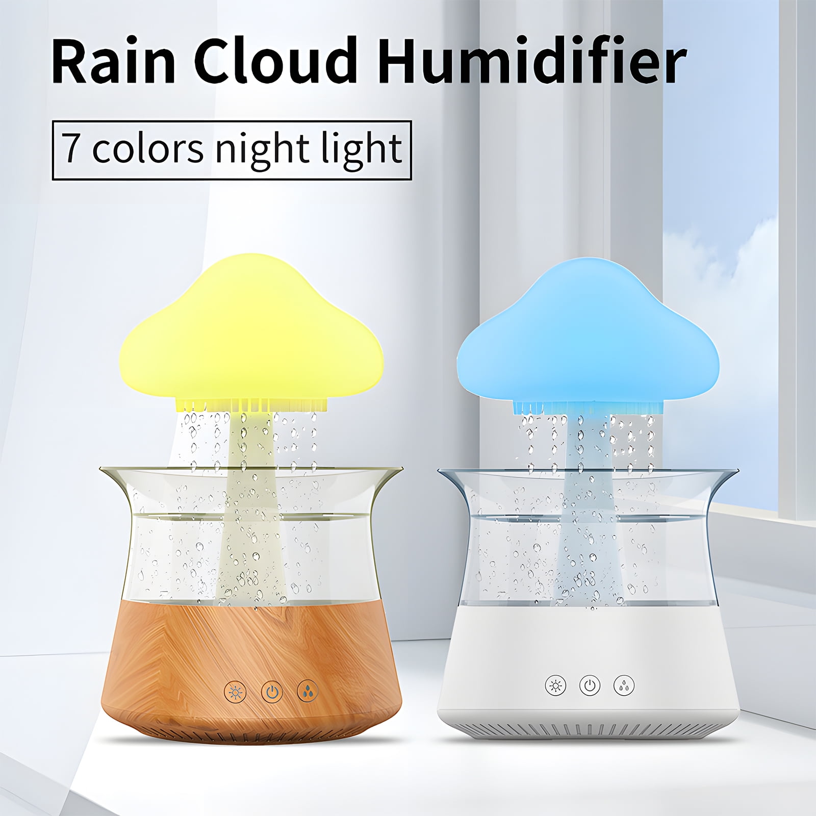 Humidifiers,7 Led 300ml Essential Oils Diffuser Rain Sounds With Led ...