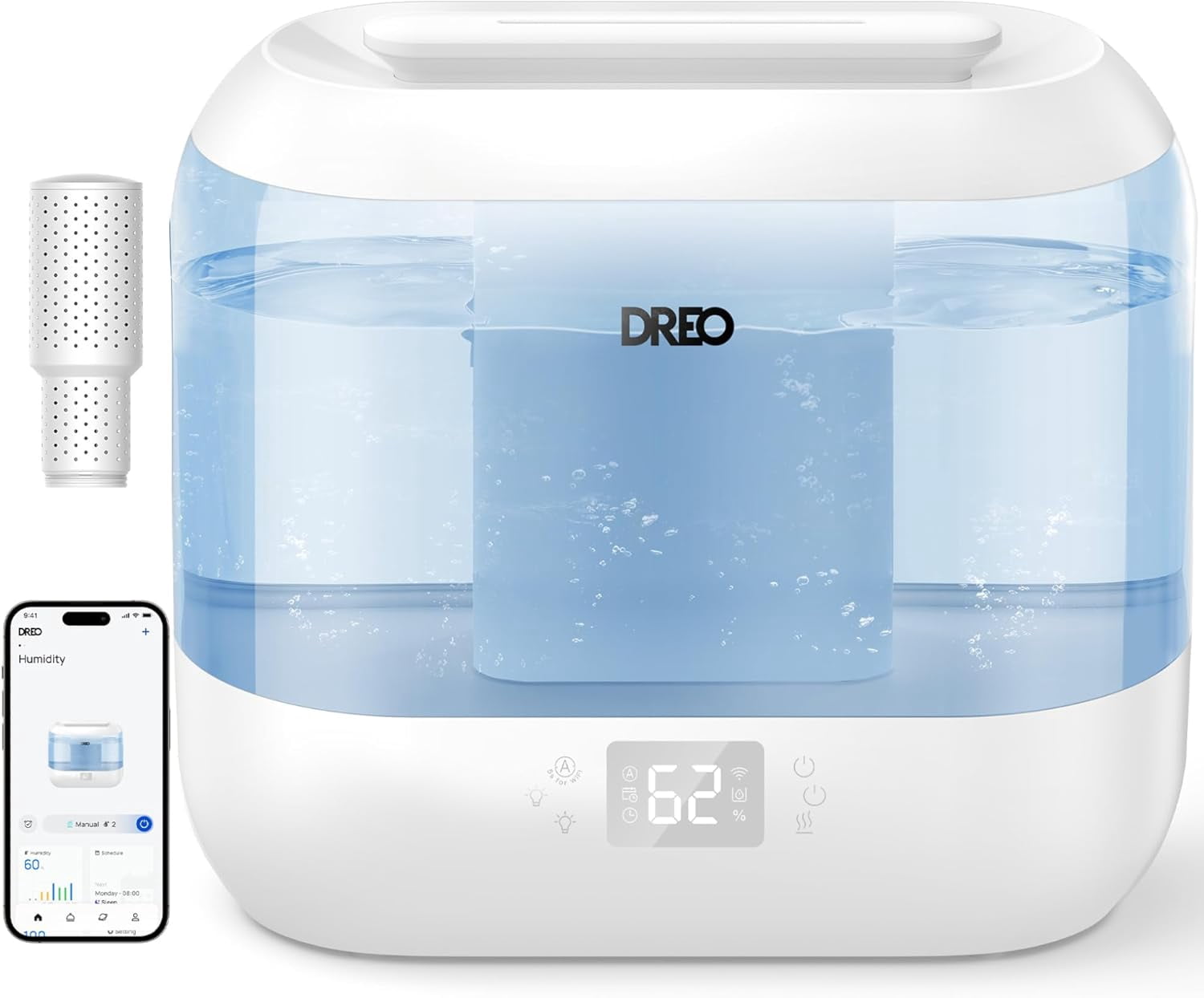 Humidifiers for Bedroom, Top Fill 4L Smart Cool Mist Humidifier with ...