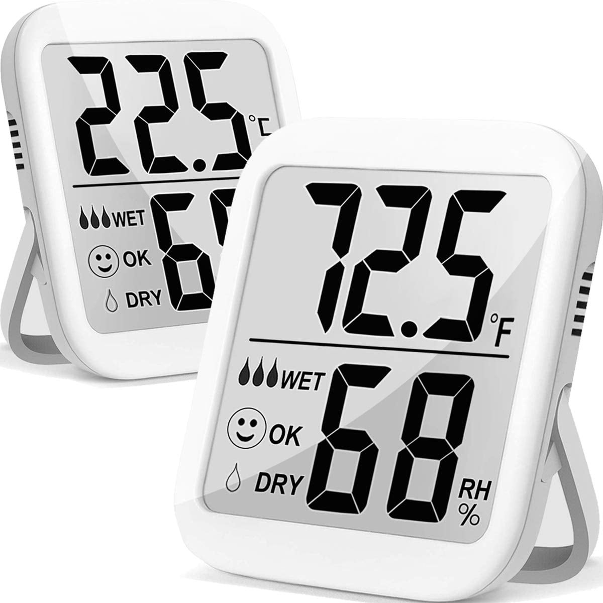 Humidity Gauge, 2 Pack Max Indoor Thermometer Hygrometer Humidity Meter ...