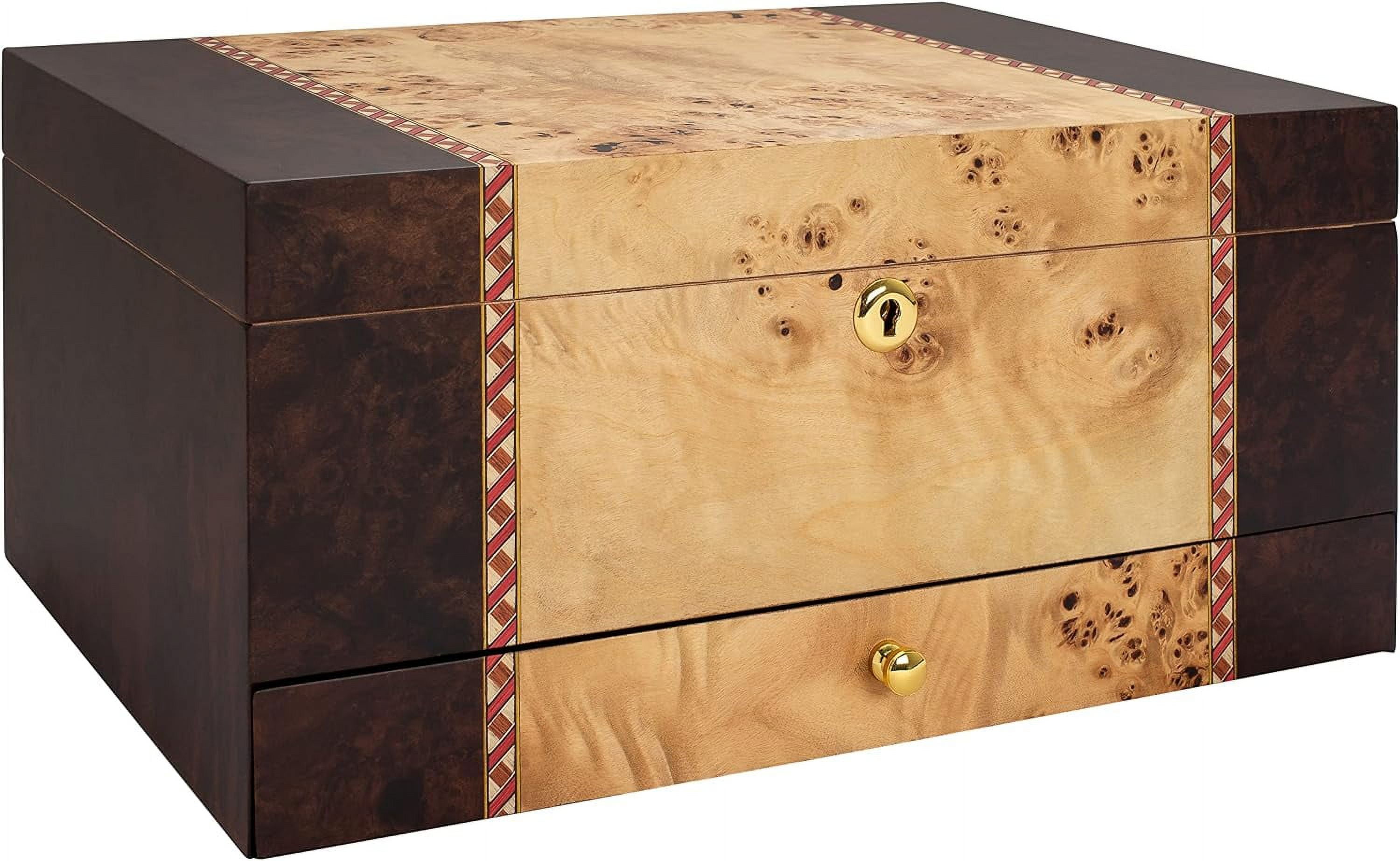 Humidor Supreme Florina Desktop Cigar Humidor with Accessory Drawer ...