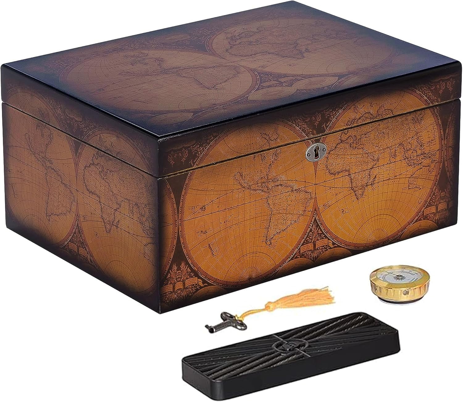Humidor Supreme Old World Desktop Cigar Humidor - Desktop Cigar Storage ...