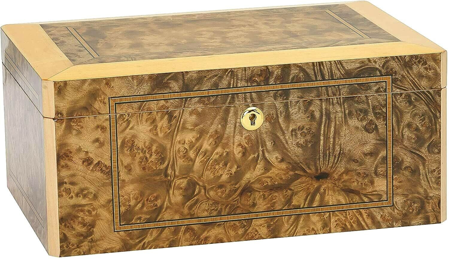 Humidor Supreme Solerno Desktop Cigar Storage Rustic Burl Wood and ...