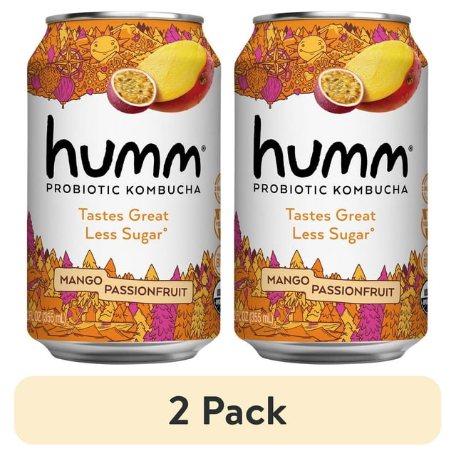 (2 pack) Humm Kombucha Tea, Mango Passionfruit, Probiotic, Organic ...