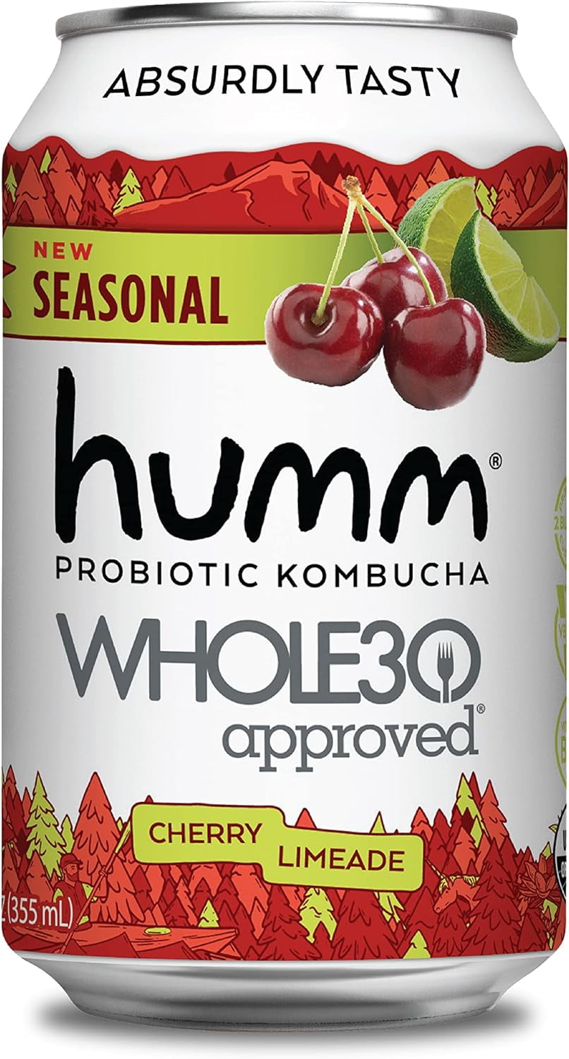 Humm Kombucha Whole30 Approved, Cherry Limeade, 12 Pack, 12 oz Cans - Walmart.com