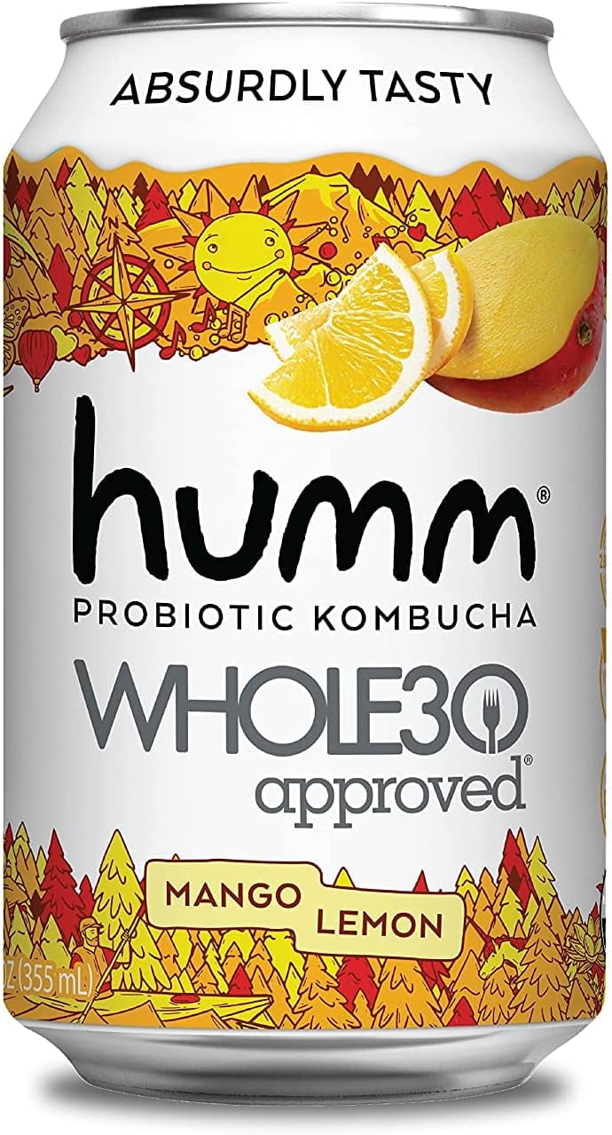 Humm Kombucha Whole30 Approved, Mango Lemon, 12 Pack, 12 oz Cans ...