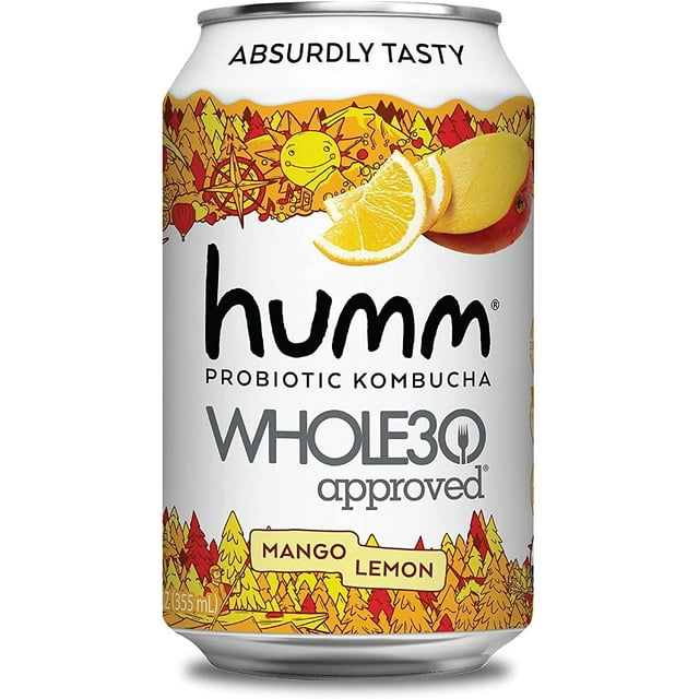 Humm Kombucha Whole30 Approved, Mango Lemon, 12 Pack, 12 oz Cans ...
