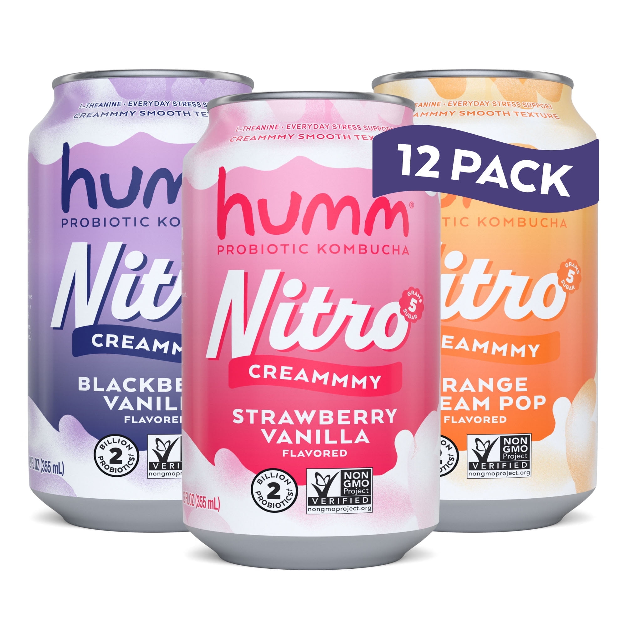 Humm Nitro Kombucha Variety Pack, 12 fl oz (Pack of 12) - Walmart.com