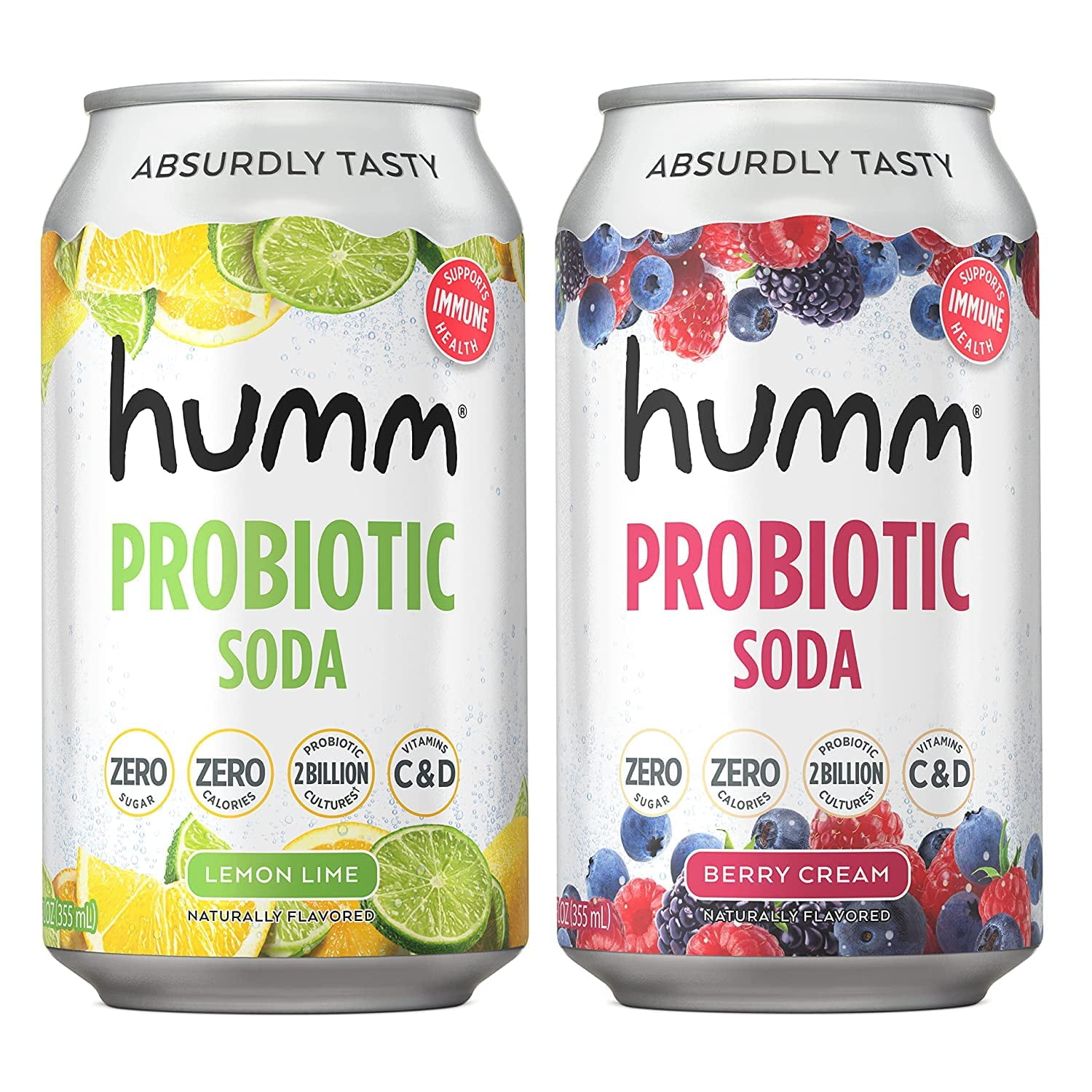 Humm Healthy Probiotic Soda Variety Pack, Diet-Friendly, Zero Sugar ...