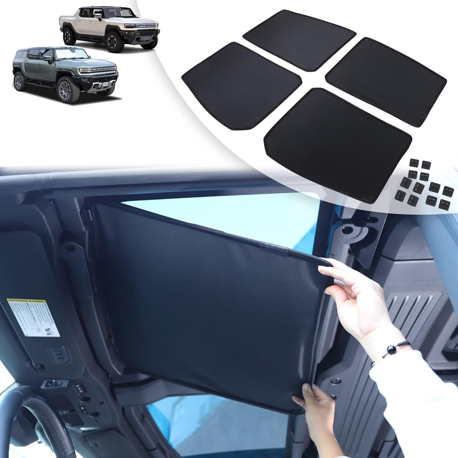 for Hummer EV Accessories 4 Top Glass Sunroof Sun Shade,No Gaps No ...