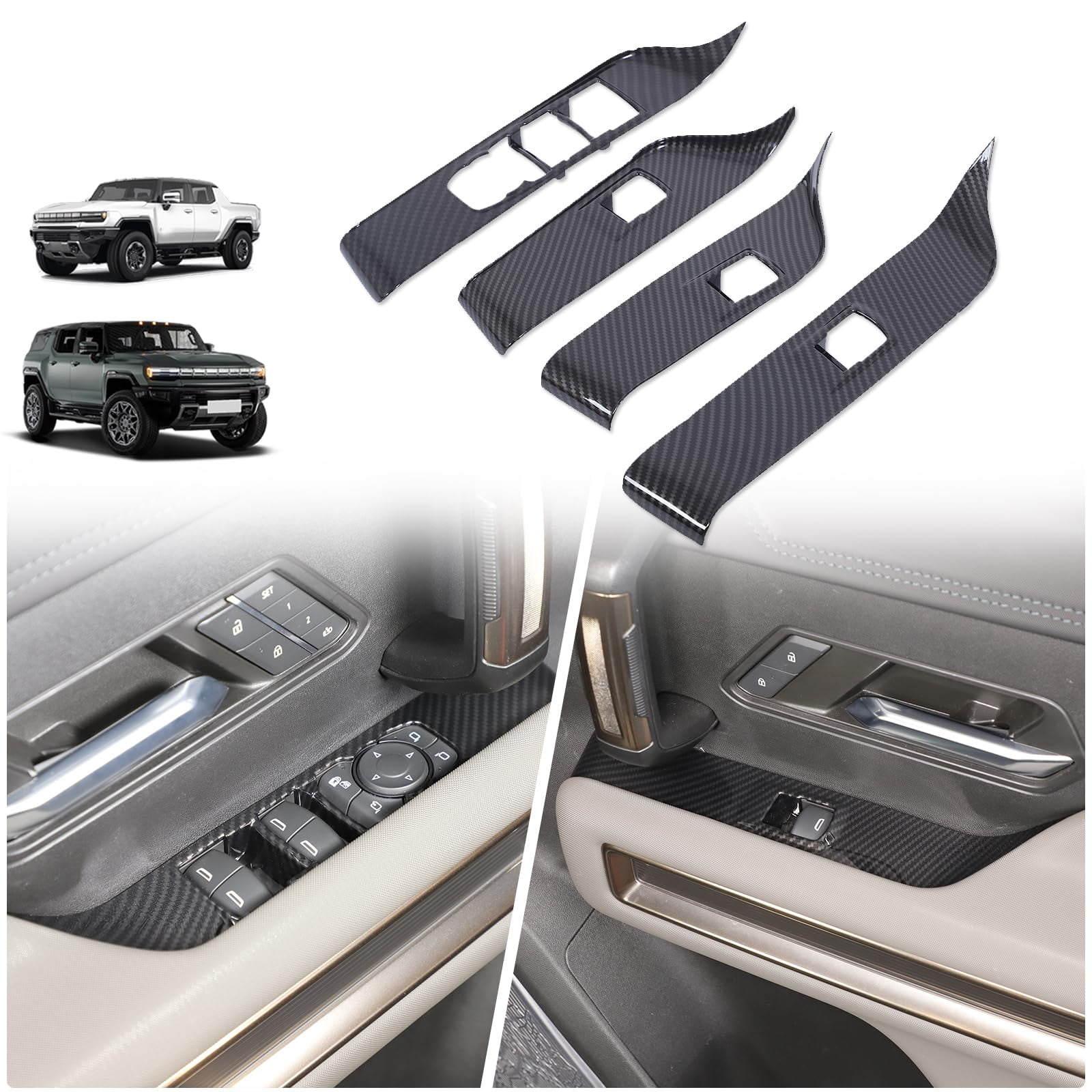 for Hummer EV Accessories SSF20 Window Glass Lift Trim Bezel Molding ...