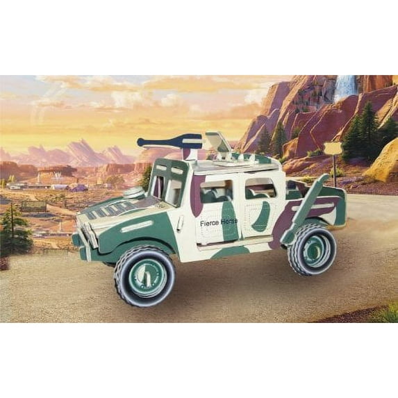 Hummer H1 (L) - Colored 3D Jigsaw Woodcraft Kit Wooden Puzzle - Walmart.com