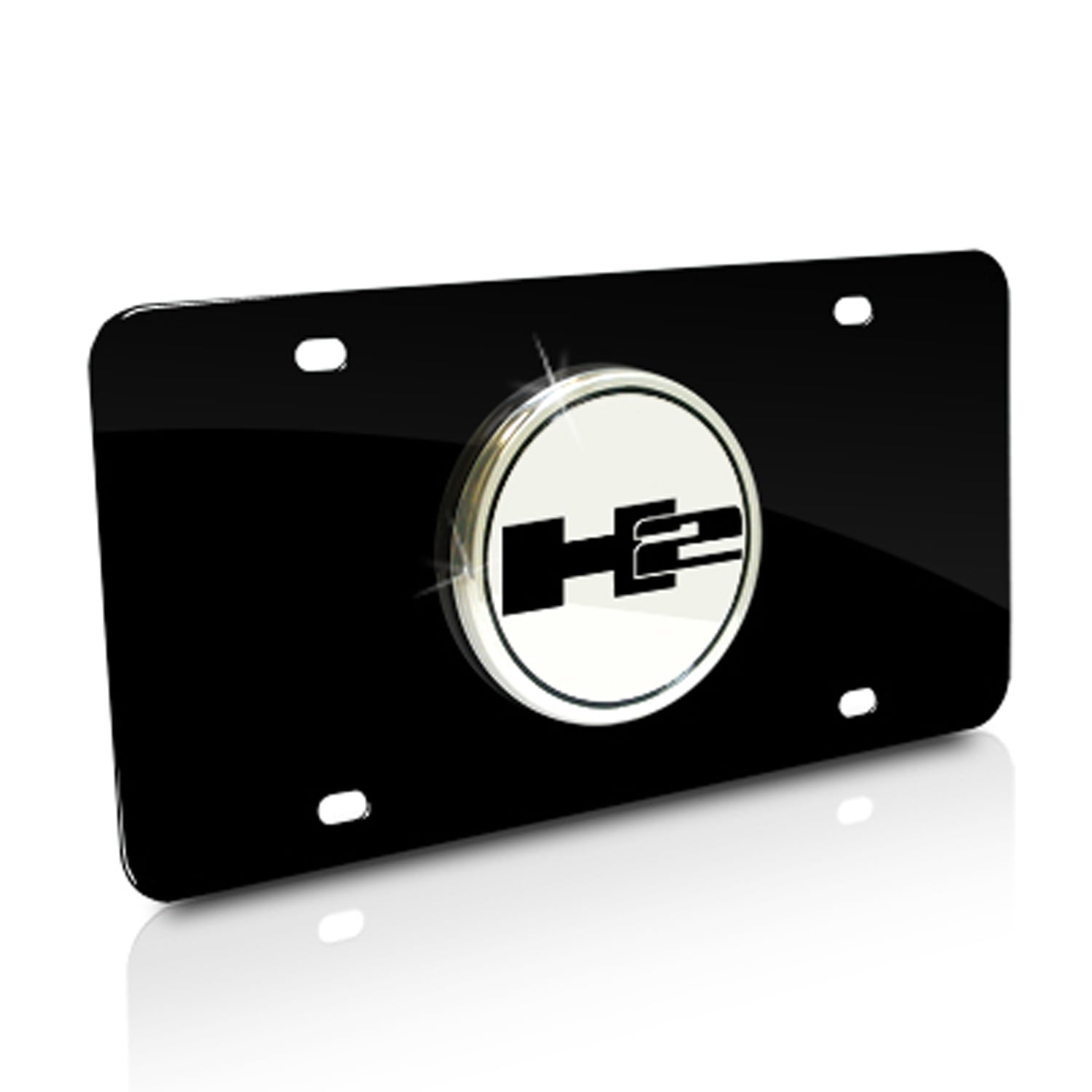 Hummer H2 3D Logo on Black Stainless Steel License Plate - Walmart.com