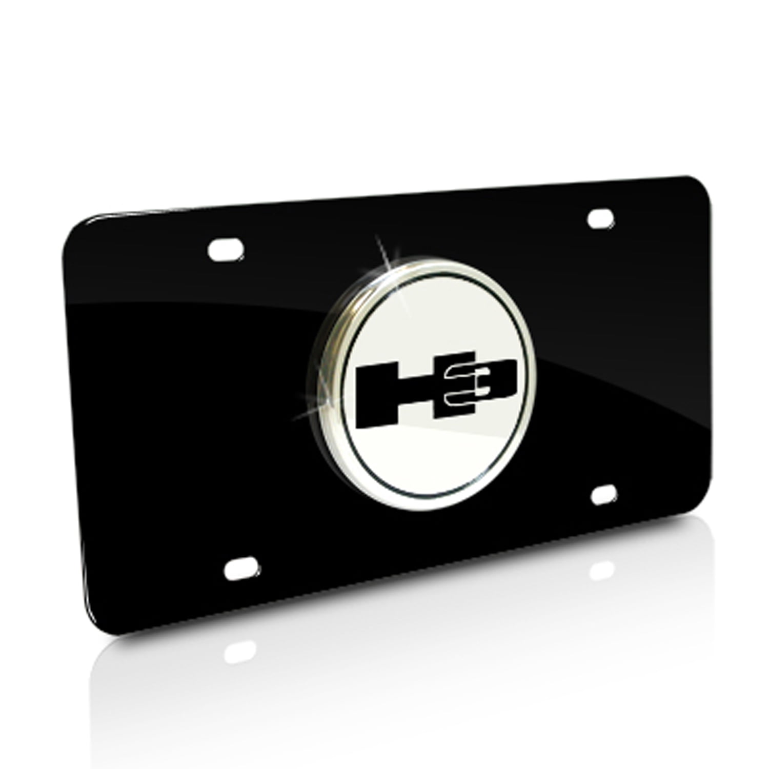 Hummer H3 3D Logo on Black Stainless Steel License Plate - Walmart.com