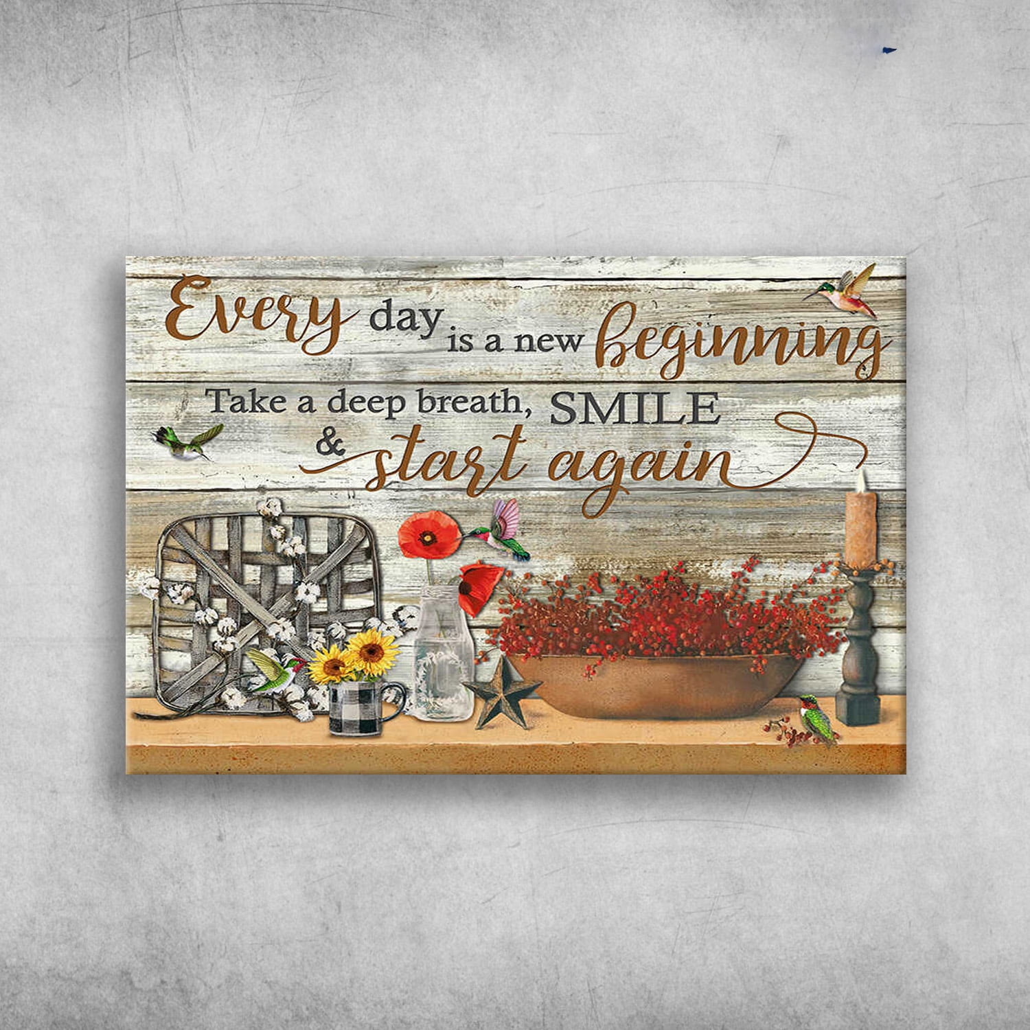 Humming Bird And Flower - Every Day Is A New Beginning, Take A Deep Breath, Smile And Start ...
