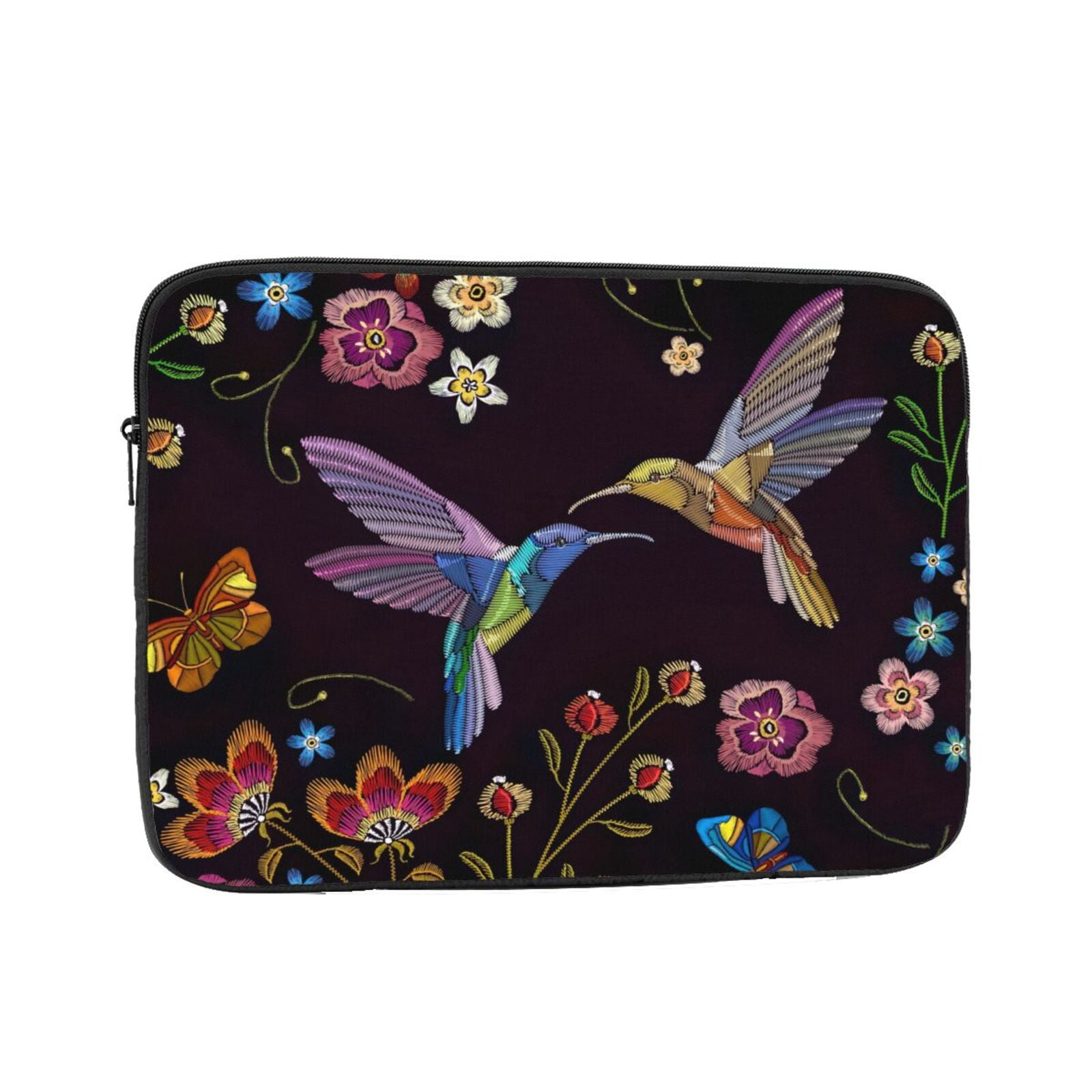 Humming Bird and Flowers Embroidery 15 inch Portable Laptop Sleeve ...