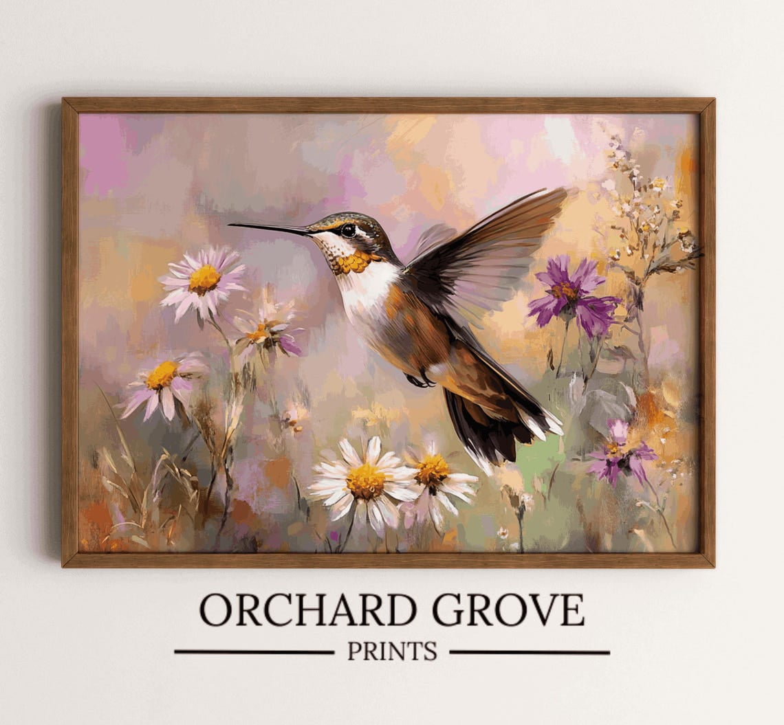 Humming Bird Print Hummingbird Wildflowers Art Hummingbird Decorations ...