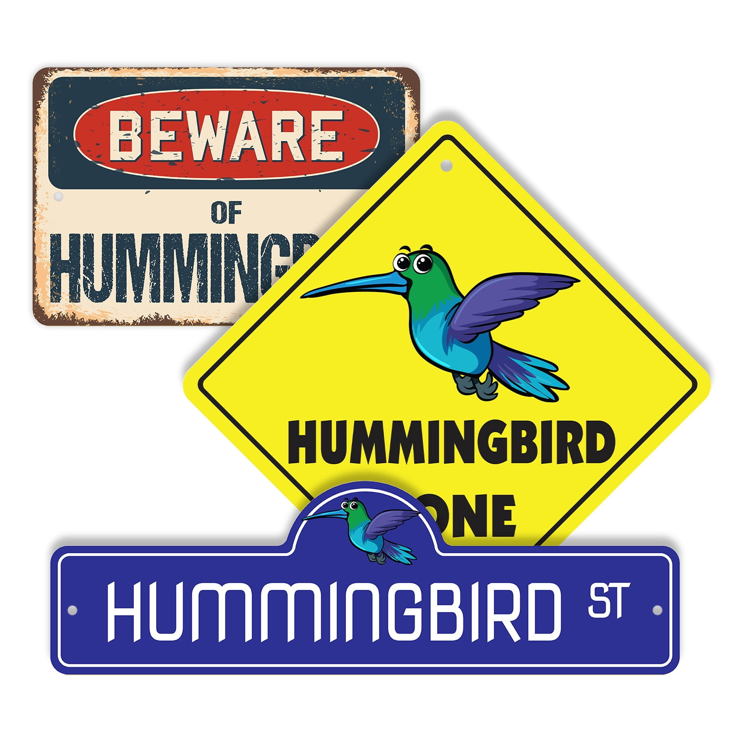 Hummingbird (3 Pack) Plastic Street Sign Crossing Sign Warning Sign ...