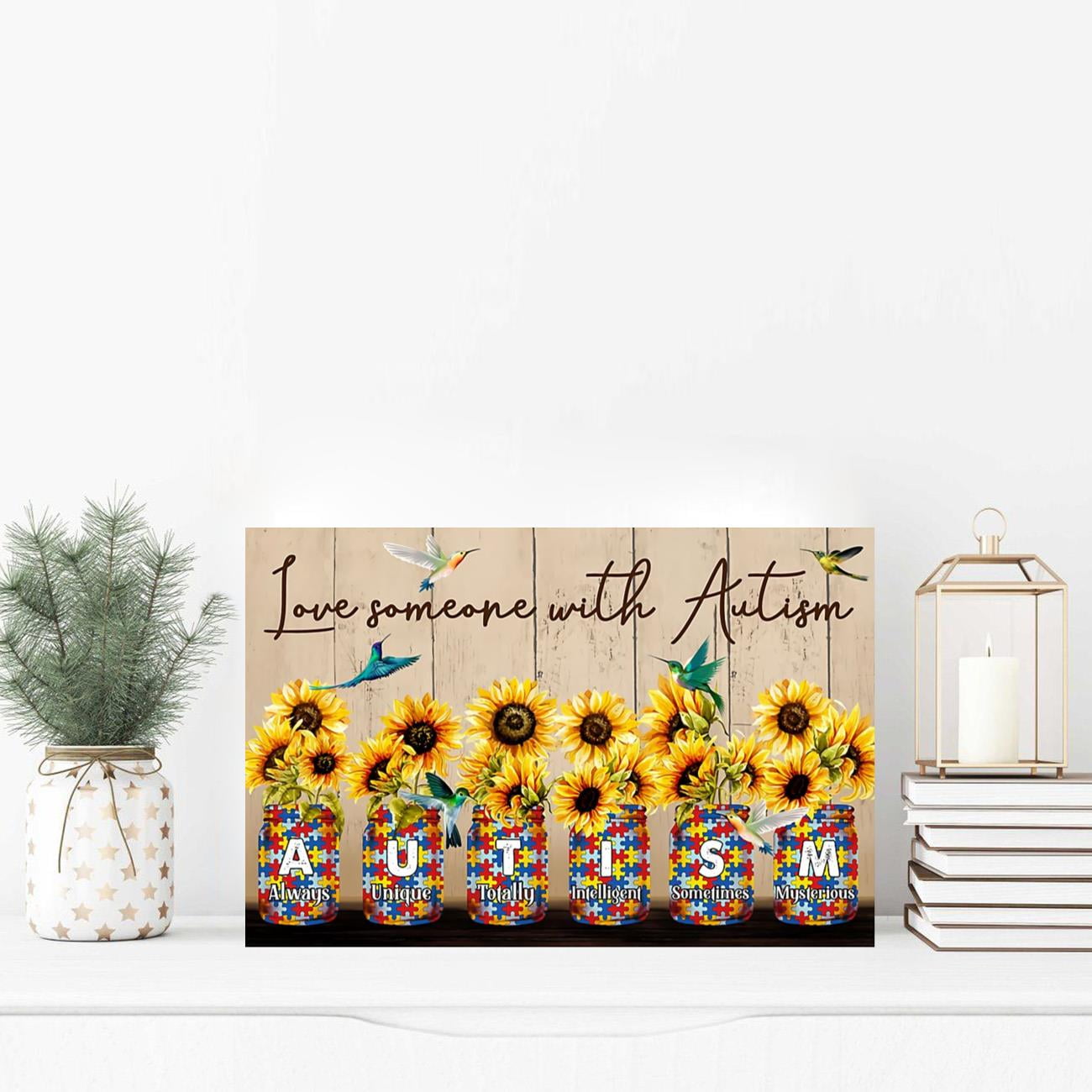Hummingbird And Sunflower Love Someone With Autism Poster Humming Bird ...