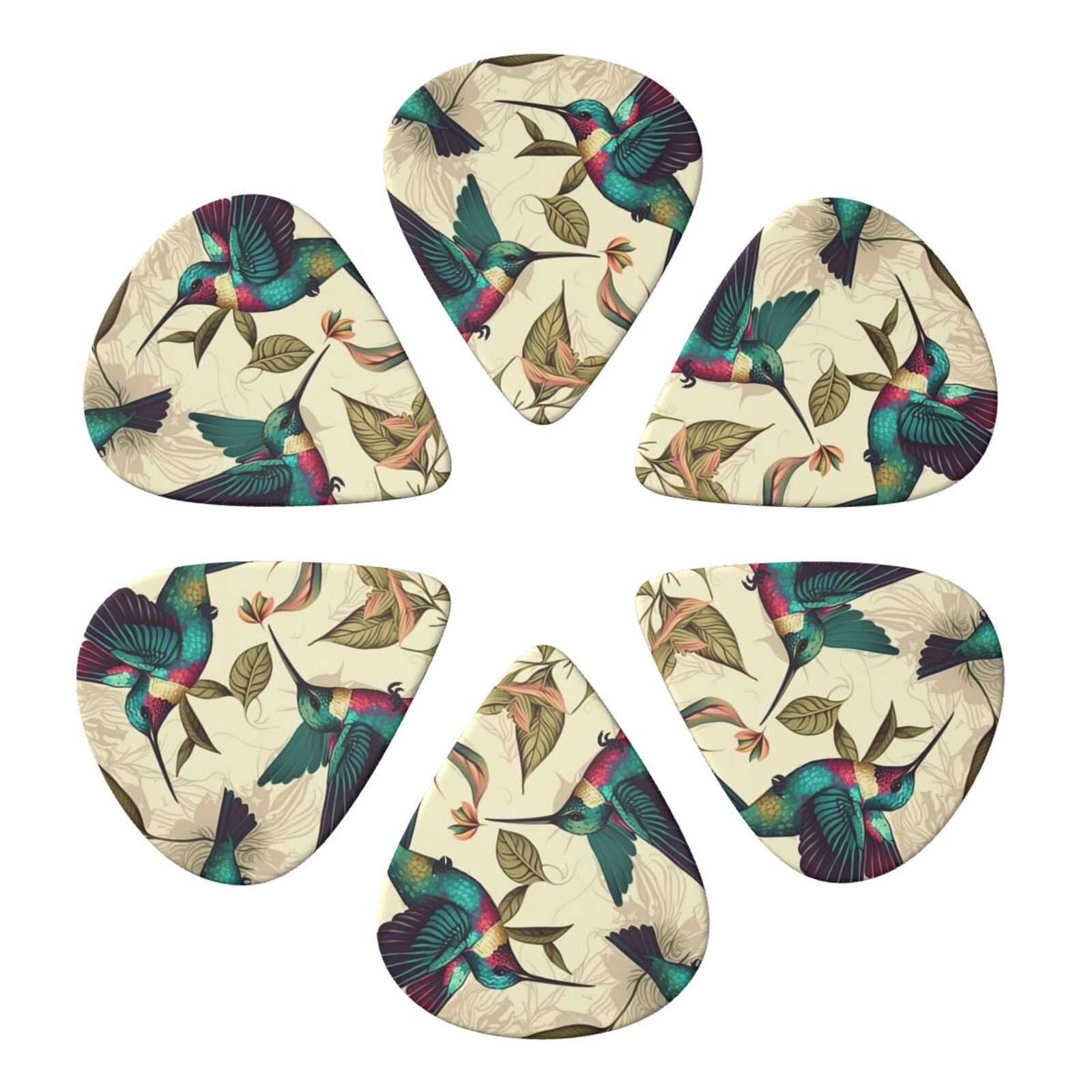 Hummingbird Art Vintage Guitar Pick 6 Pack for Bass Acoustic Electric ...