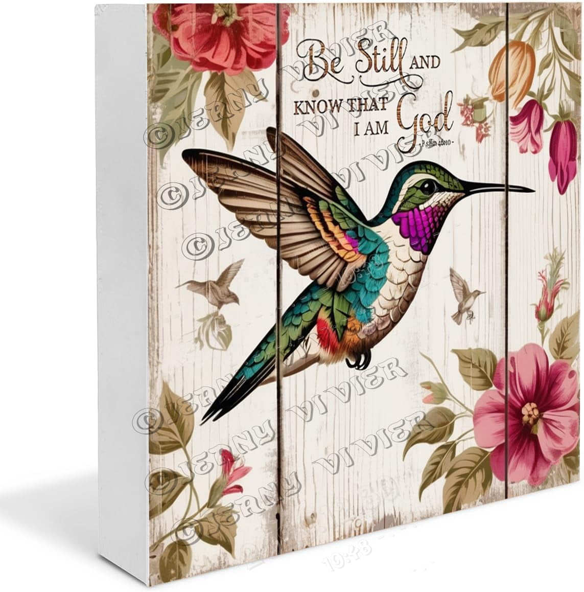 Hummingbird Be Still And Know That I Am God Wooden Box Sign Christian ...