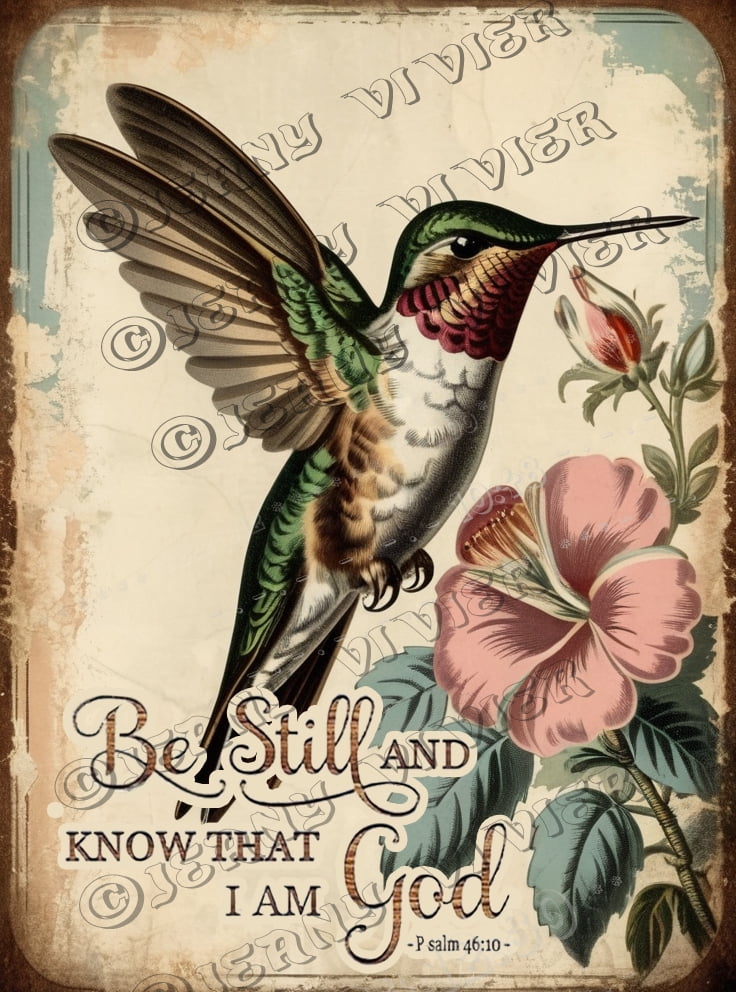 Hummingbird Be Still And Know That I am God Vintage Aluminum Sign 12x8 ...