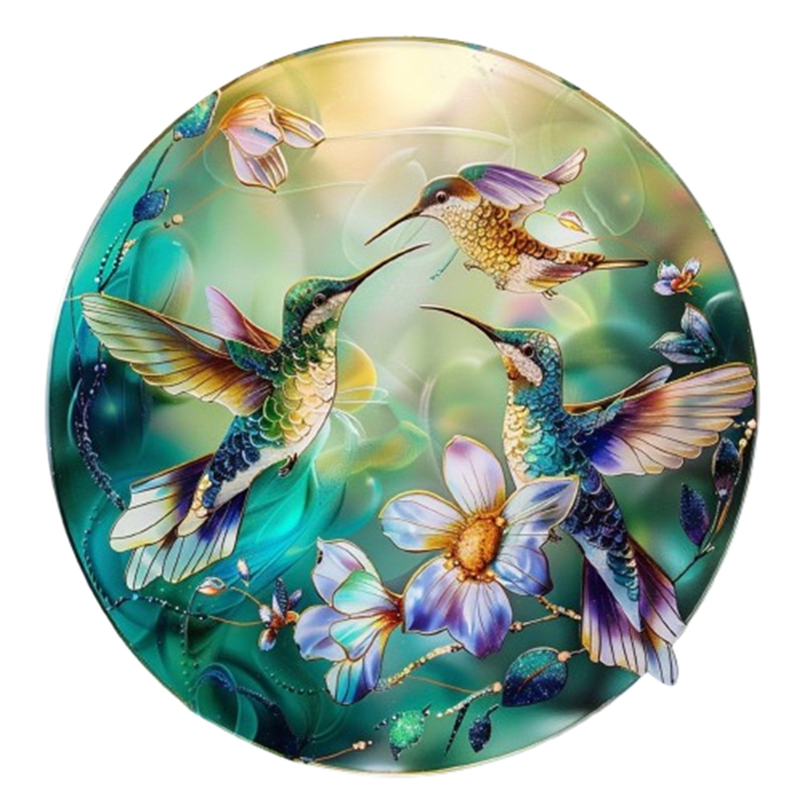 Hummingbird Birds Stained Glass Window Round Floral Design Hummingbird ...