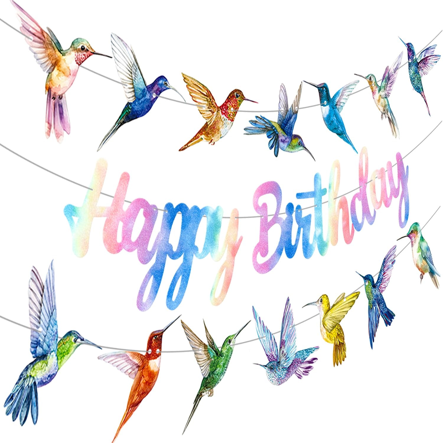 Hummingbird Birhtday Decorations 3Pcs Hummingbird Happy Birthday Banner ...