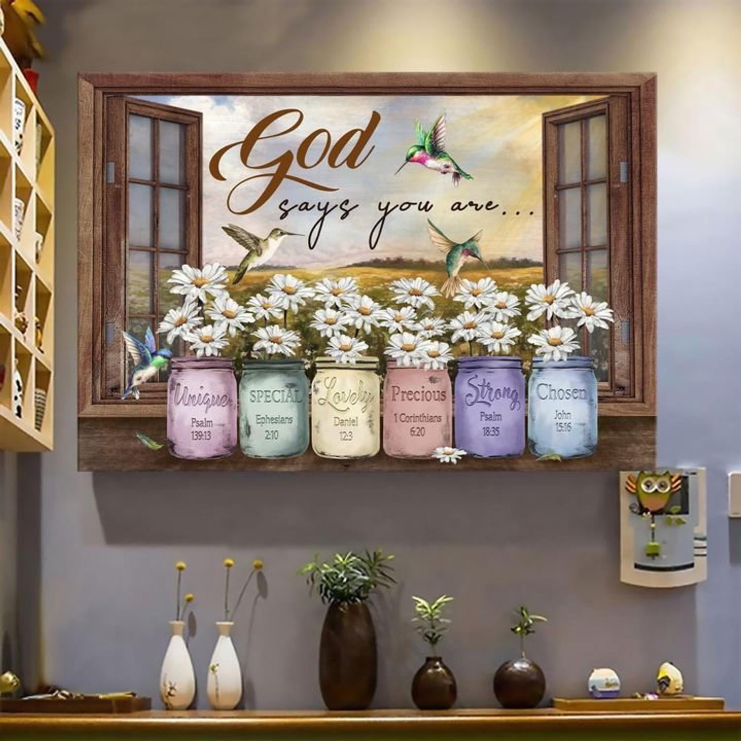 Hummingbird By The Window God Says You Are Poster Farmhouse Decor ...