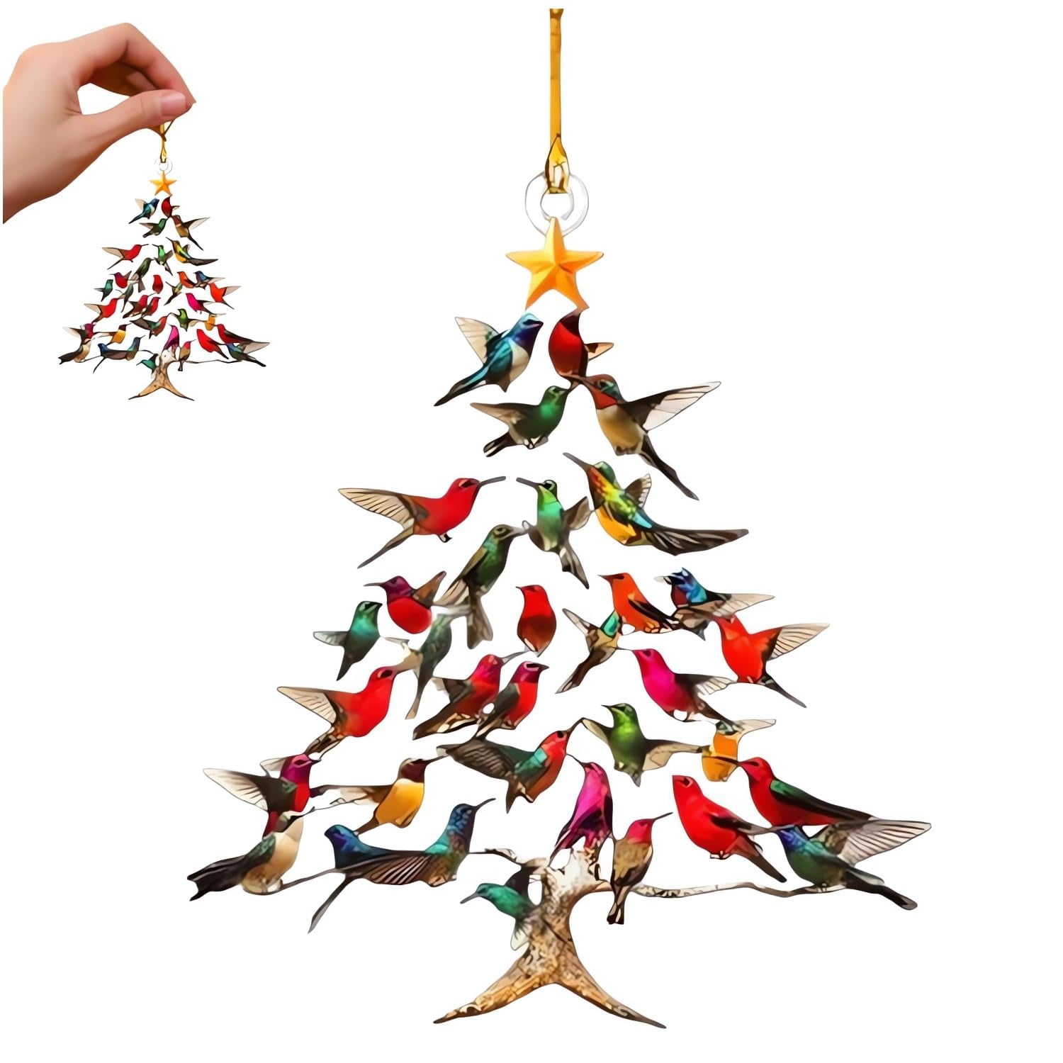 Hummingbird Christmas Ornament, Colorful Hummingbirds Tree Decor ...