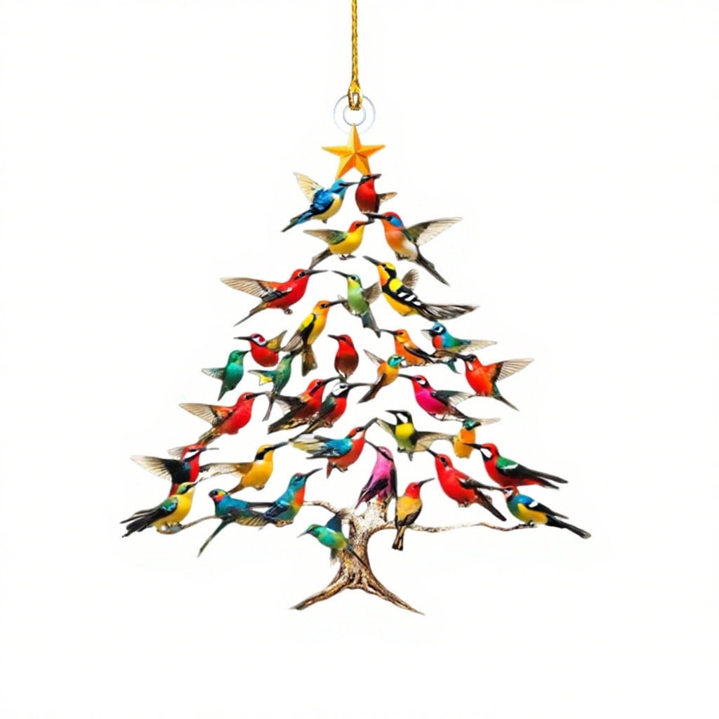 Hummingbird Christmas Ornament, Colorful Hummingbirds Tree Decor ...