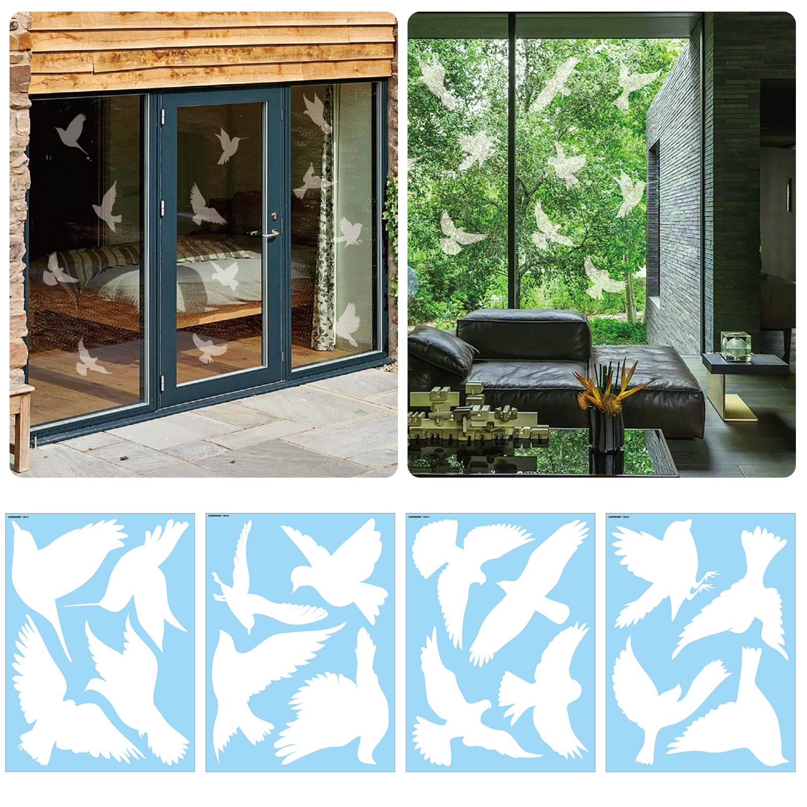 Hummingbird Collision Window Stickers White Removable Electrostatic ...