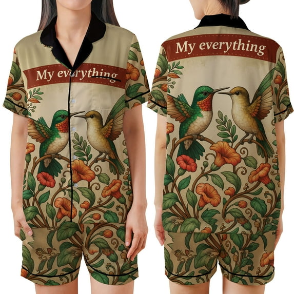 Hummingbird Couple "My Everything" Pajamas Set - Custom His & Her Names ...
