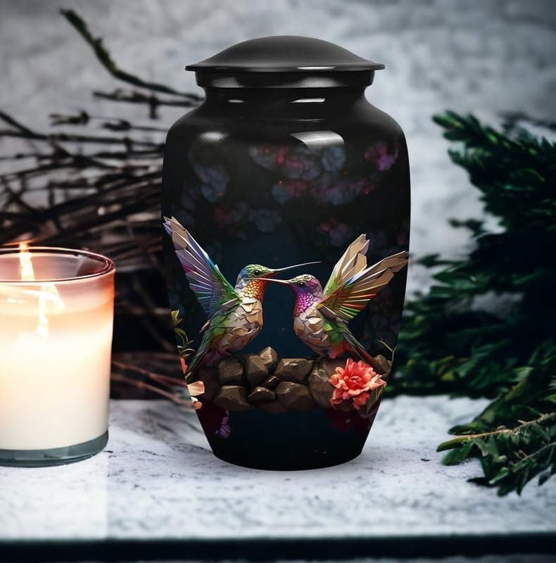Hummingbird Cremation Urn for Human Ashes - Artistic Large Aluminum Urn ...