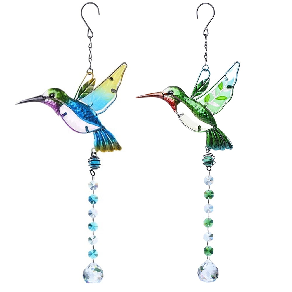 Hummingbird Crystal Ball Set Suncatcher Outdoor Decoration for Home ...