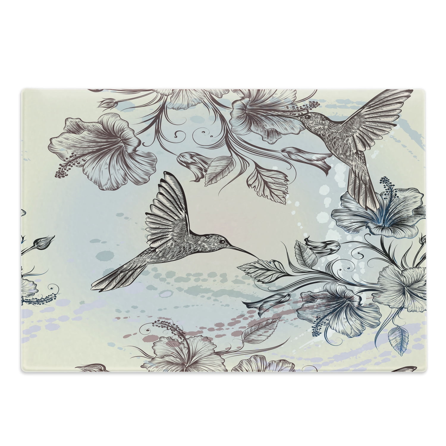 Hummingbird Cutting Board, Birds and Hibiscus Flowers Nostalgia Antique ...