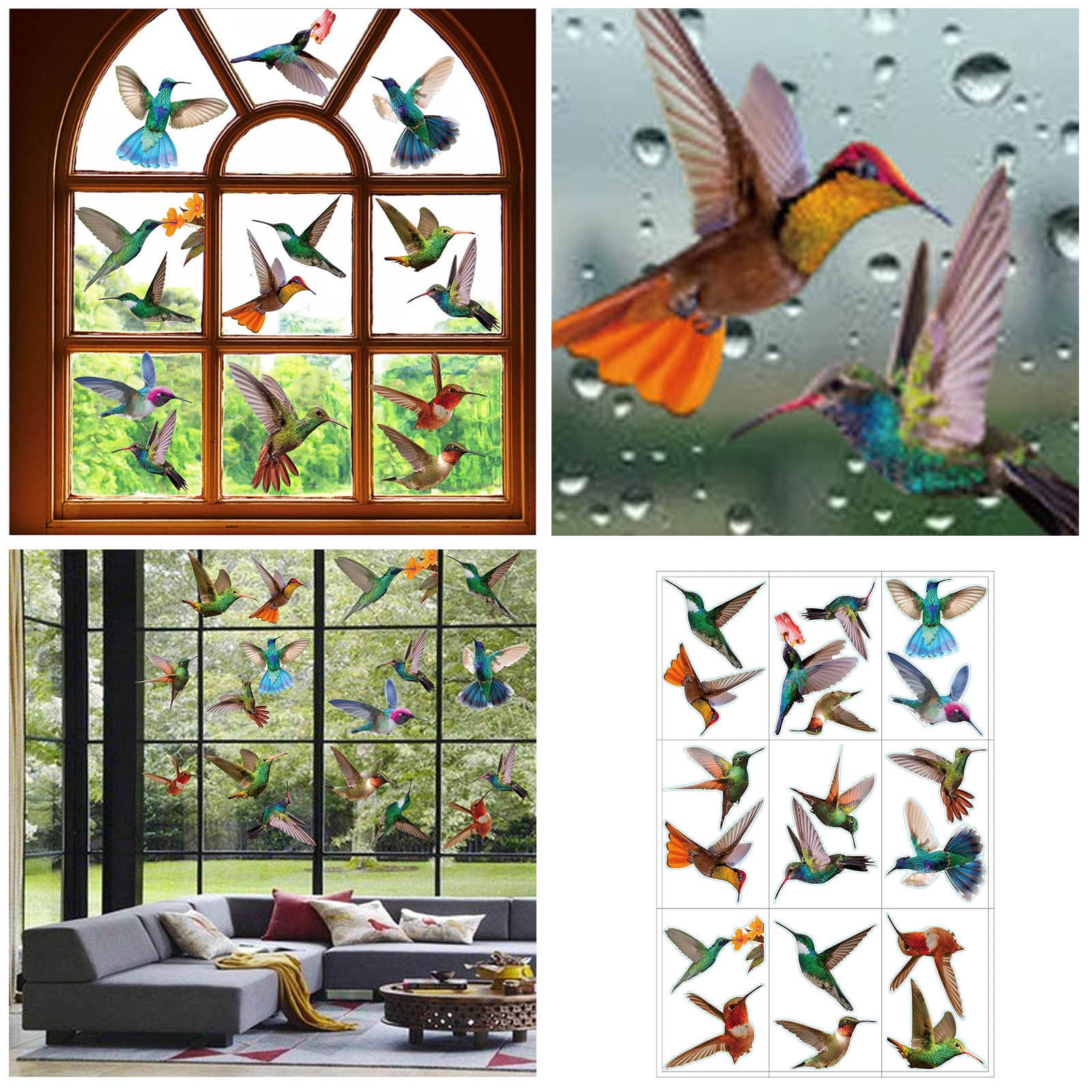 Hummingbird Electrostatic Window Stickers Collision Glass Stickers ...