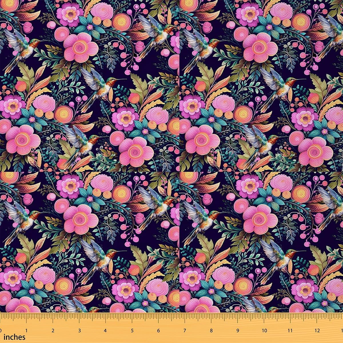 Hummingbird Fabric by The Yard Farmhouse Tropical Birds Floral ...