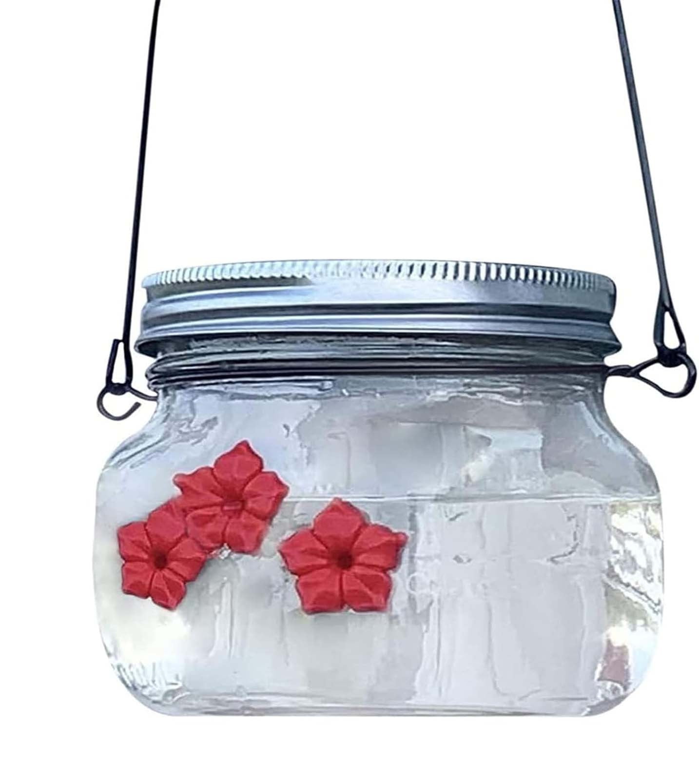 Hummingbird Feeder 500ml Clear Nectar Dispenser Three Flower Ports ...