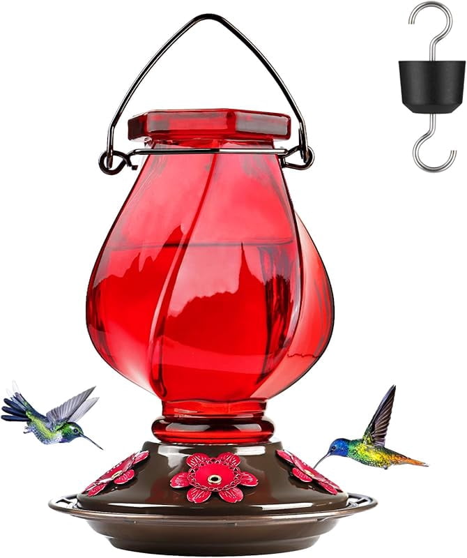 Hummingbird Feeder, BOLITE Glass Hummingbird Feeders for Outdoors ...