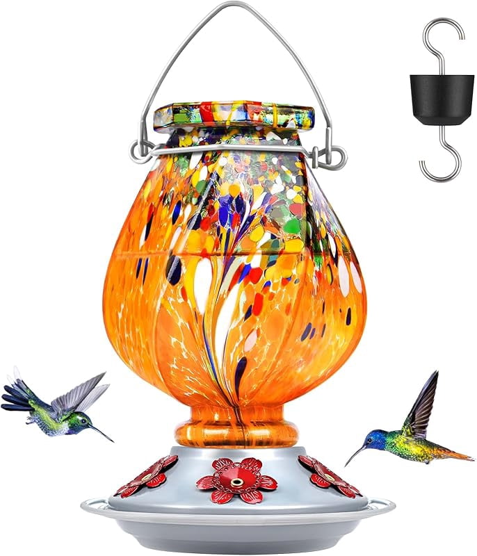 Hummingbird Feeder, BOLITE Glass Hummingbird Feeders for Outdoors ...