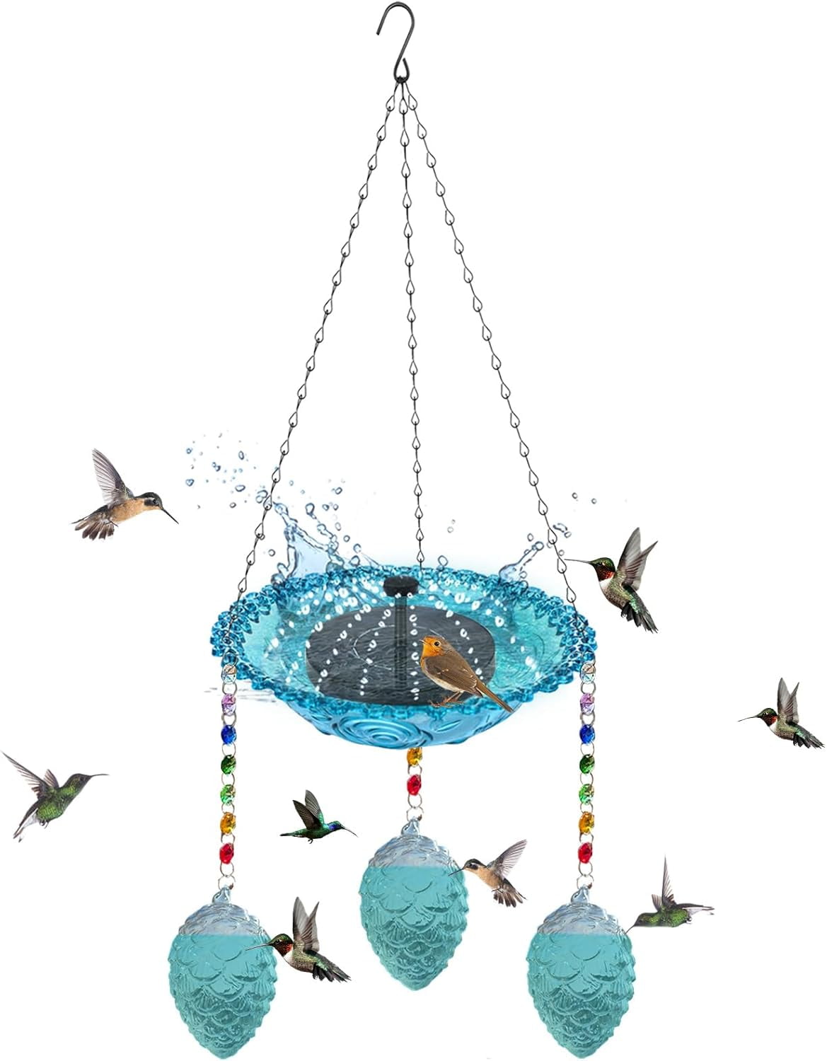 Hummingbird Feeder And Bird Bath For Outdoors 2-In-1 For Small Birds ...