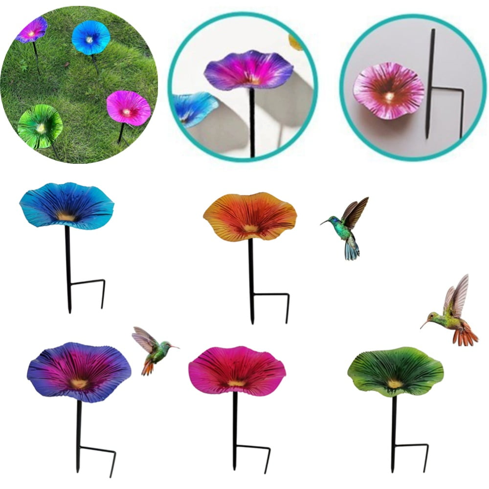 Hummingbird Feeder & Flower Bird Bath - Metal Bird Baths with Stake ...