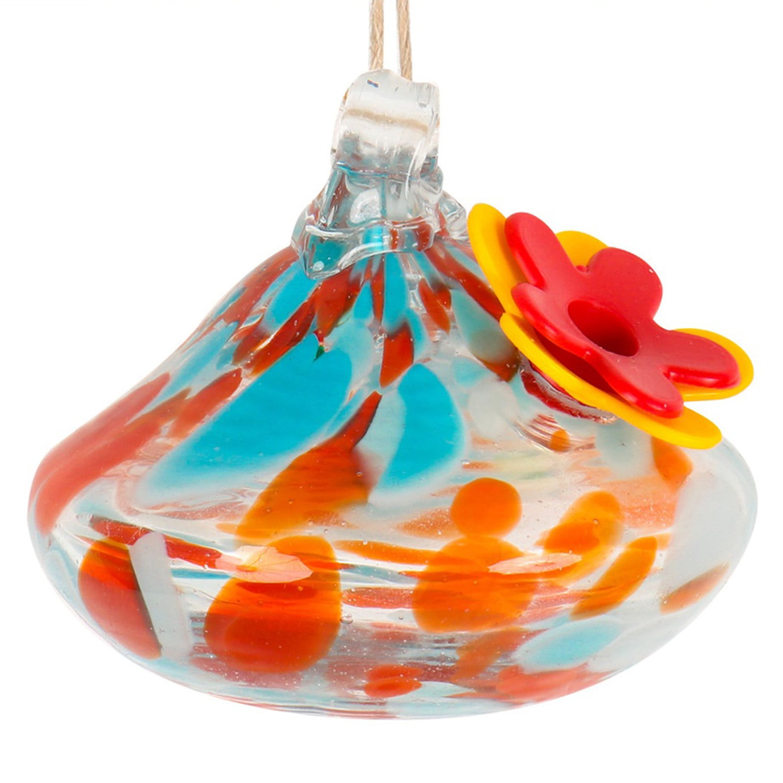 Hummingbird Feeder, Handcrafted Glass Hummingbird Feeder with Vibrant ...