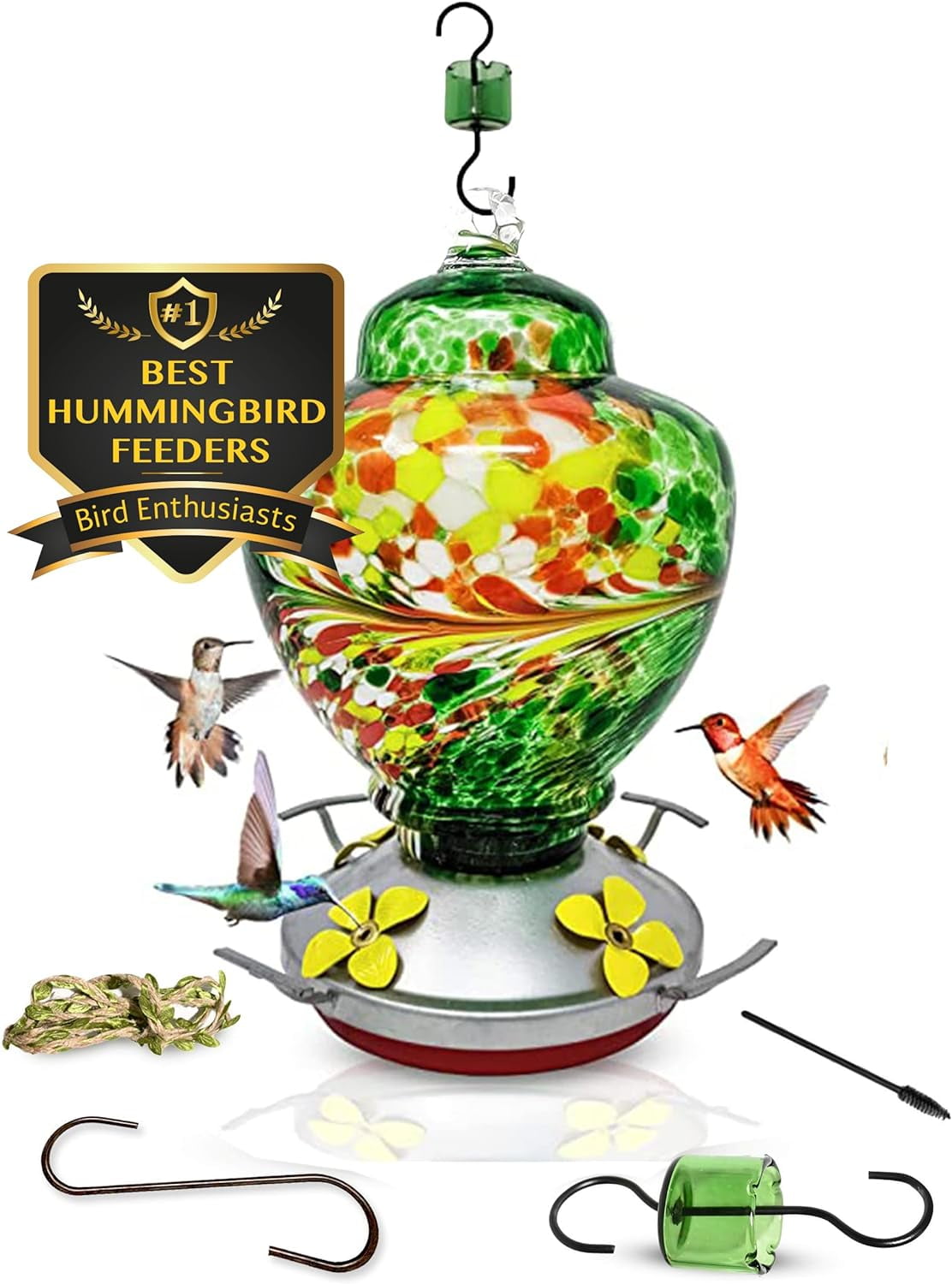 Hummingbird Feeder, Hanging-Mount Glass Hummingbird Feeders for ...