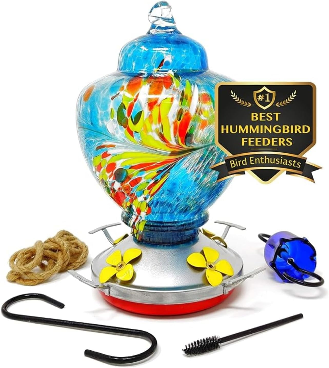 Hummingbird Feeder, Hanging-Mount Glass Hummingbird Feeders for ...
