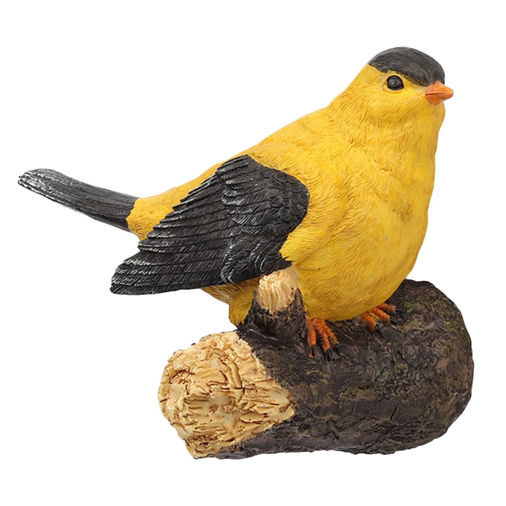 Resin Yellow Bird Ornament for Decor Durable Lifelike Model for Yard ...
