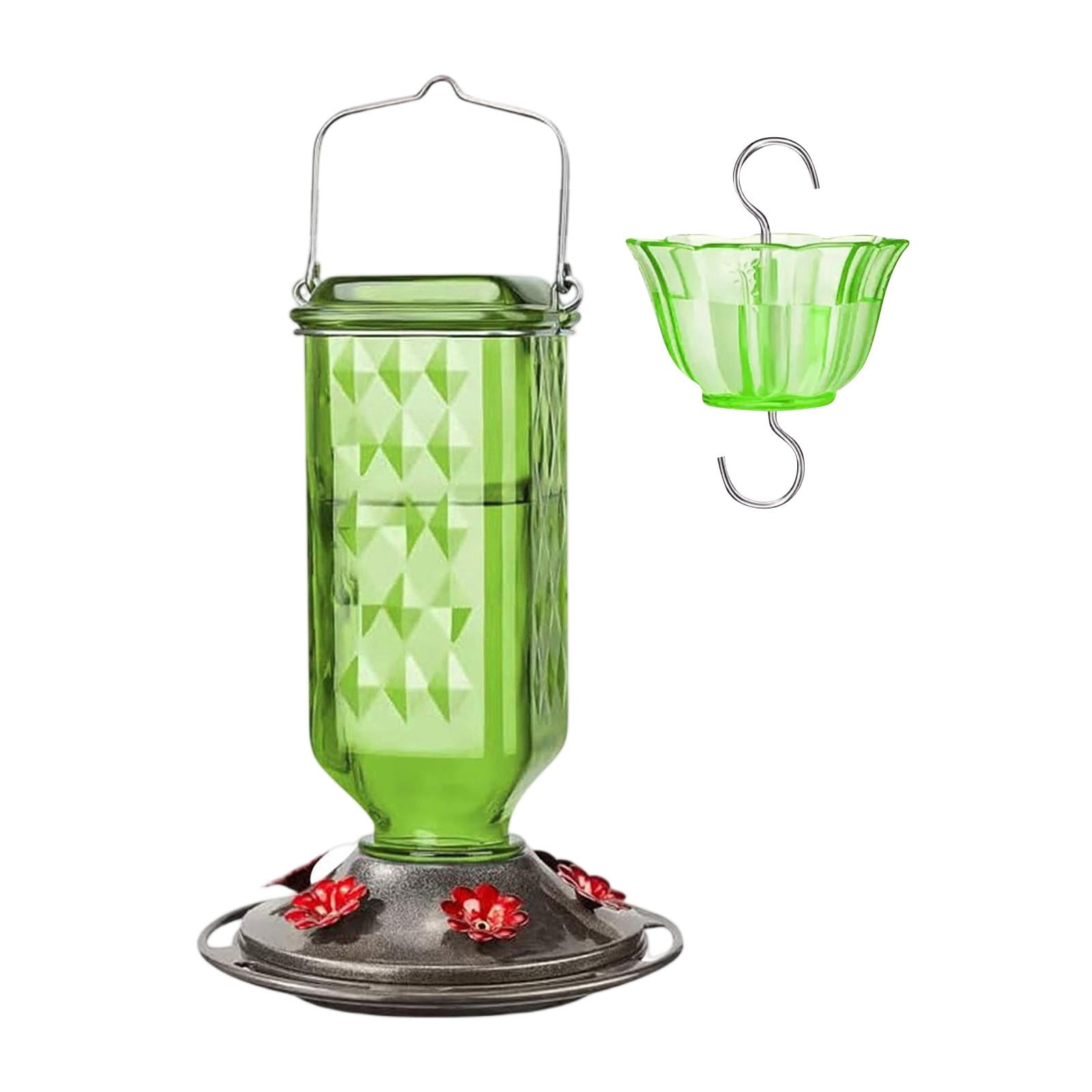 Hummingbird Feeder for Outdoor Hanging, Nectar Dispenser with Bee Guard ...